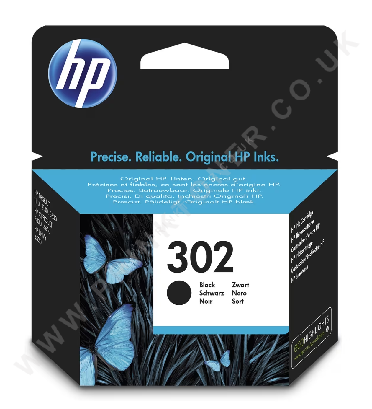 HP 302 Black Ink Cartridge Original F6U66AE - Prinktoner Ltd