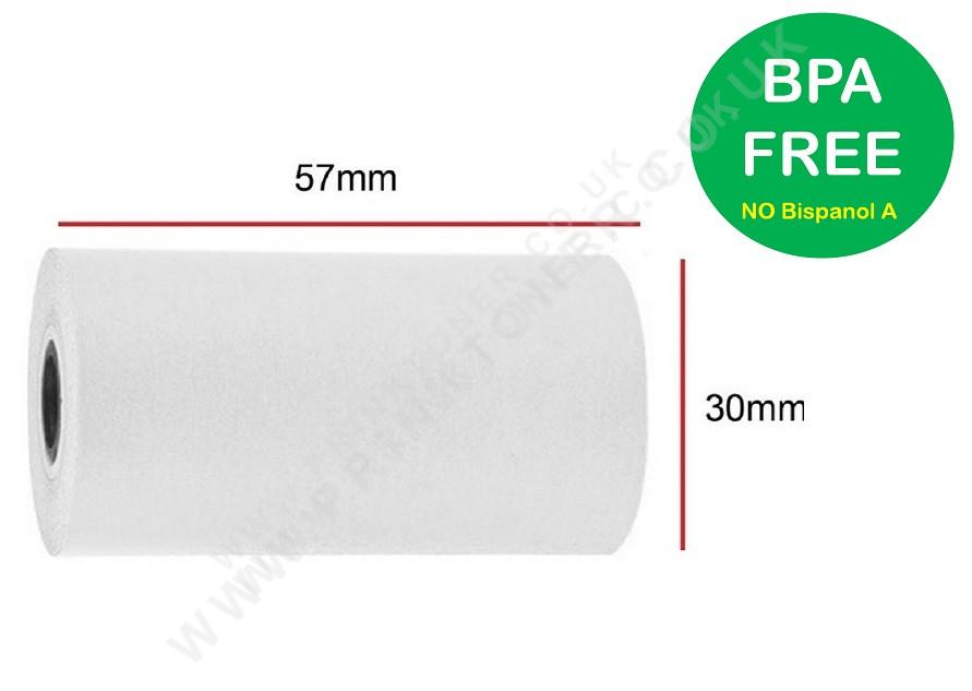 20 Rolls 57 x 30mm Card Machine Rolls Thermal Paper - Prinktoner Ltd