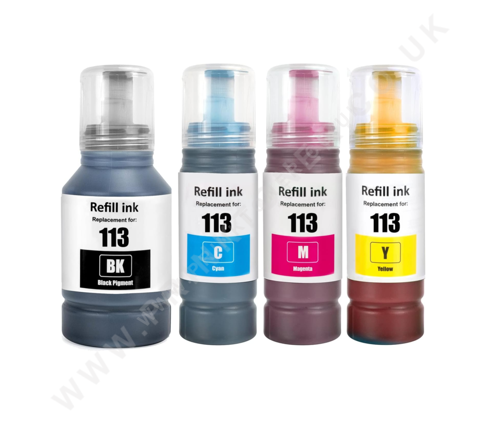Compatible Epson Ecotank 113 Ink Bottles BCMY Set - Prinktoner Ltd
