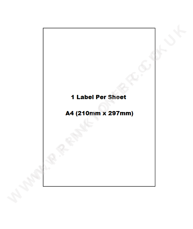 500 A4 Adhesive Labels 1 per A4 Sheet White - Prinktoner Ltd
