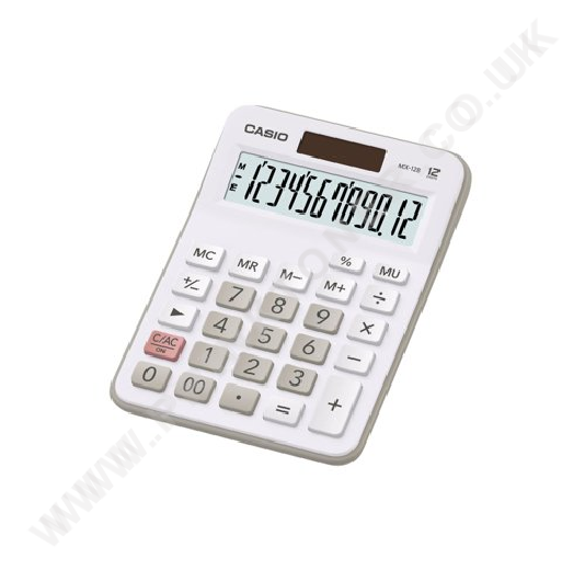 Casio 12 Digit Desk Calculator White MX-12B-WE - Prinktoner Ltd