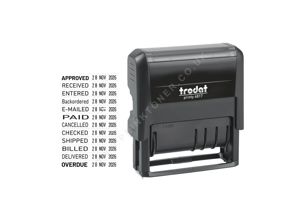 Self Inking Dial A Phrase Word and Date Stamp Black Ink - Prinktoner Ltd