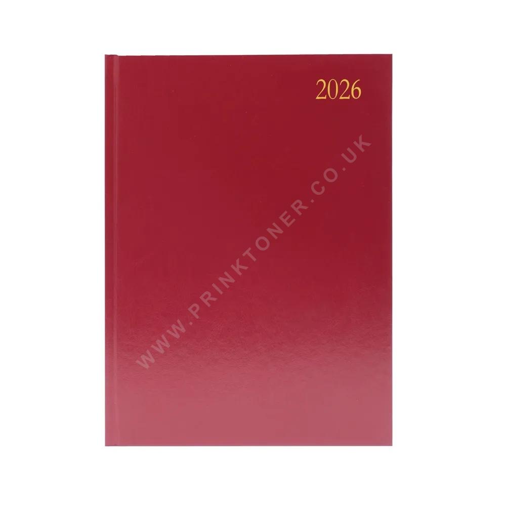 Desk Diary Week To View A4 Burgundy 2026 - Prinktoner Ltd