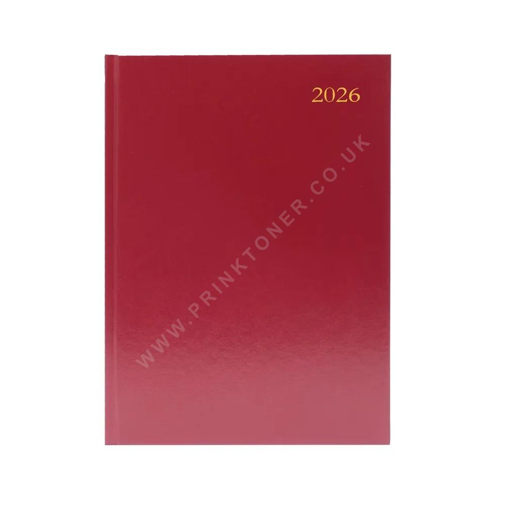 A5 Desk Diary Week To View Burgundy 2026 - Prinktoner Ltd